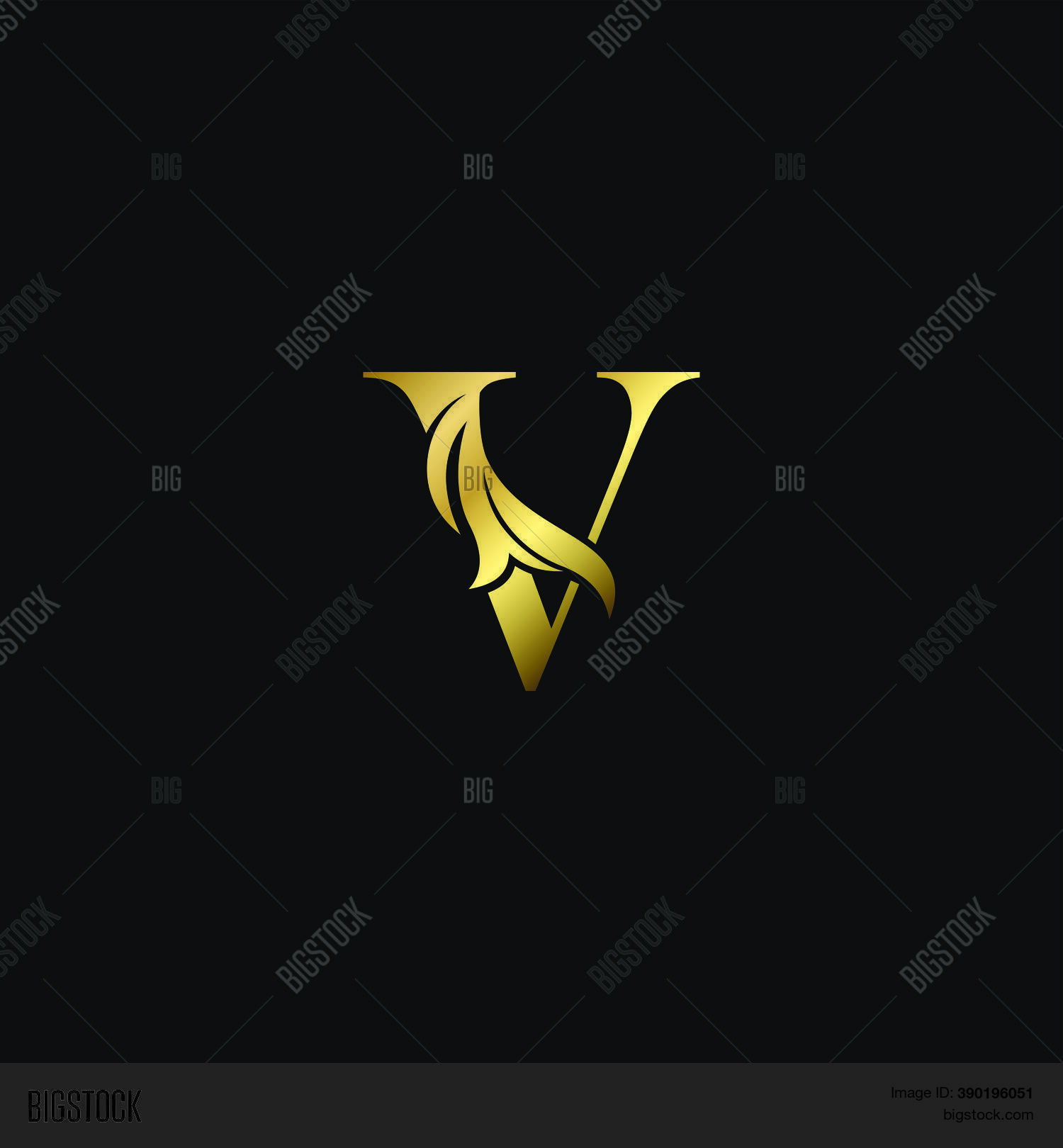Golden V Initial Vector & Photo (Free Trial) | Bigstock