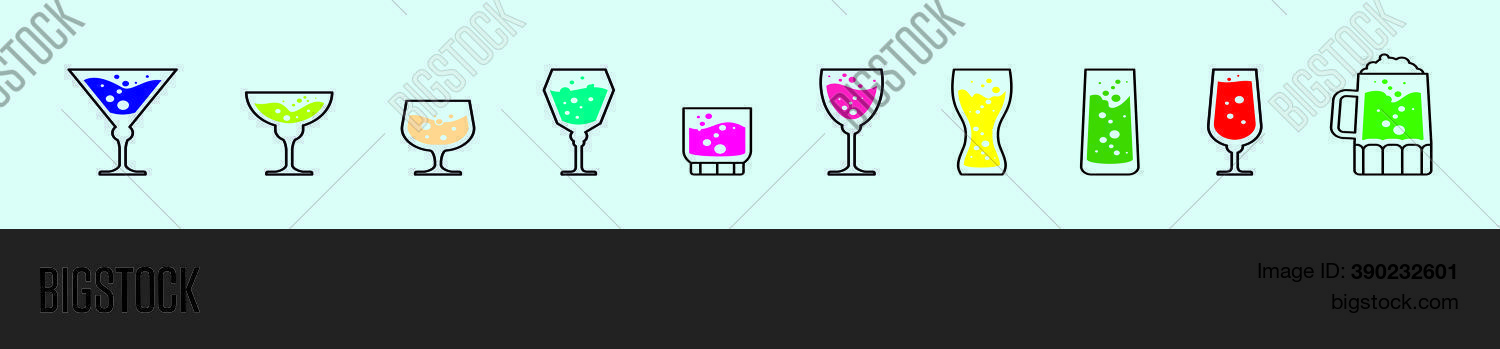 Set Spritz Glasses Vector & Photo (Free Trial) | Bigstock