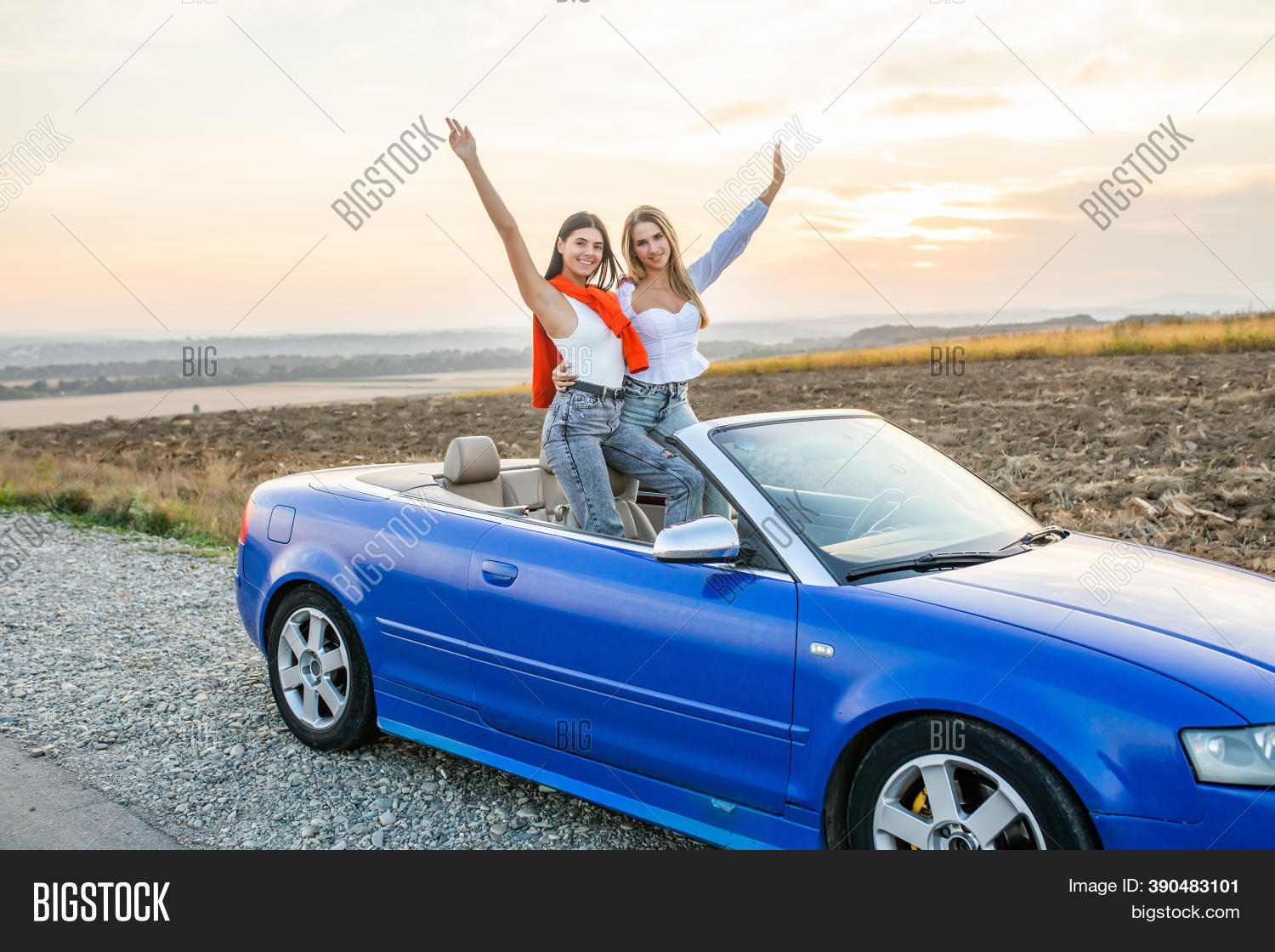 Happy Two Women Car Image & Photo (Free Trial) | Bigstock