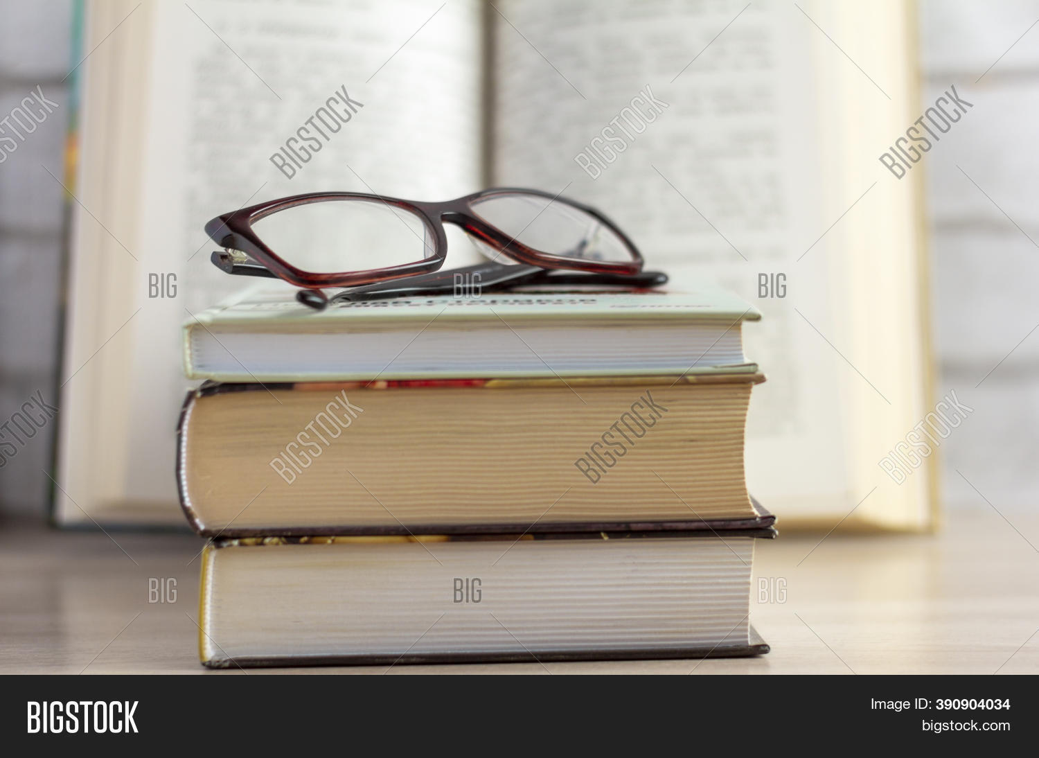 Stack Books Glasses Image & Photo (Free Trial) | Bigstock