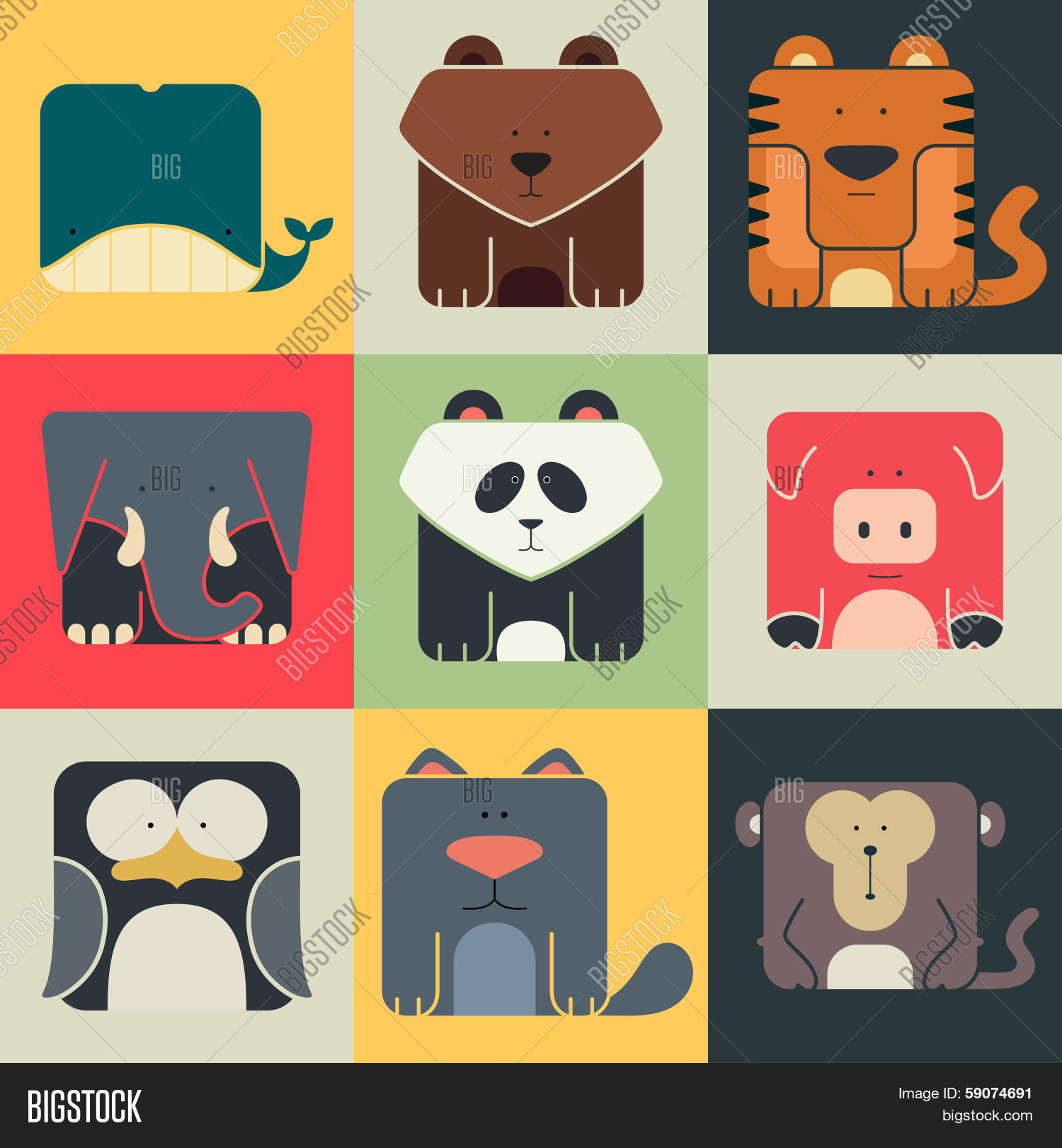Set Flat Square Icons Vector & Photo (Free Trial) | Bigstock