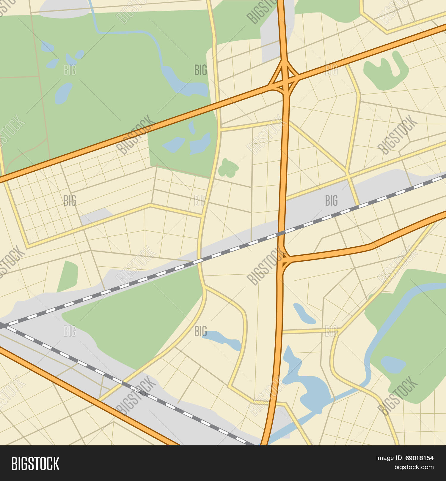 City Map Roads Parks Vector & Photo (Free Trial) | Bigstock