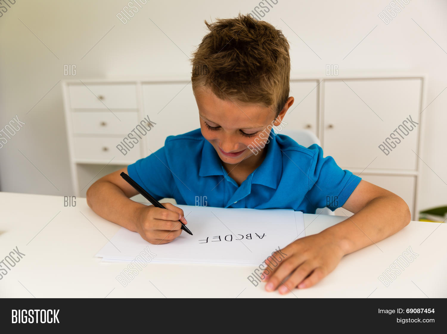 Boy Writing Abc Image & Photo (Free Trial) | Bigstock