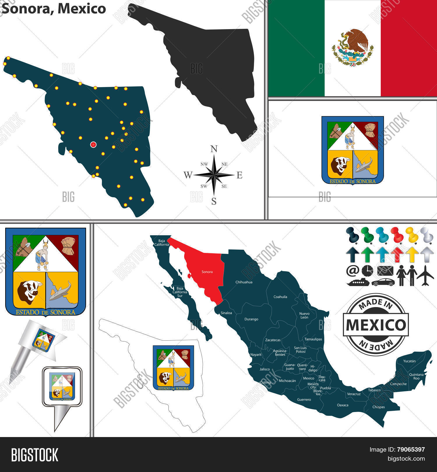 Map Sonora, Mexico Vector & Photo (Free Trial) | Bigstock