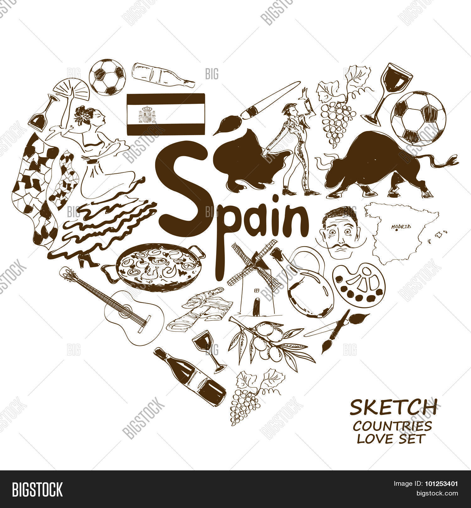 Spanish Symbols Heart Vector & Photo (Free Trial) | Bigstock