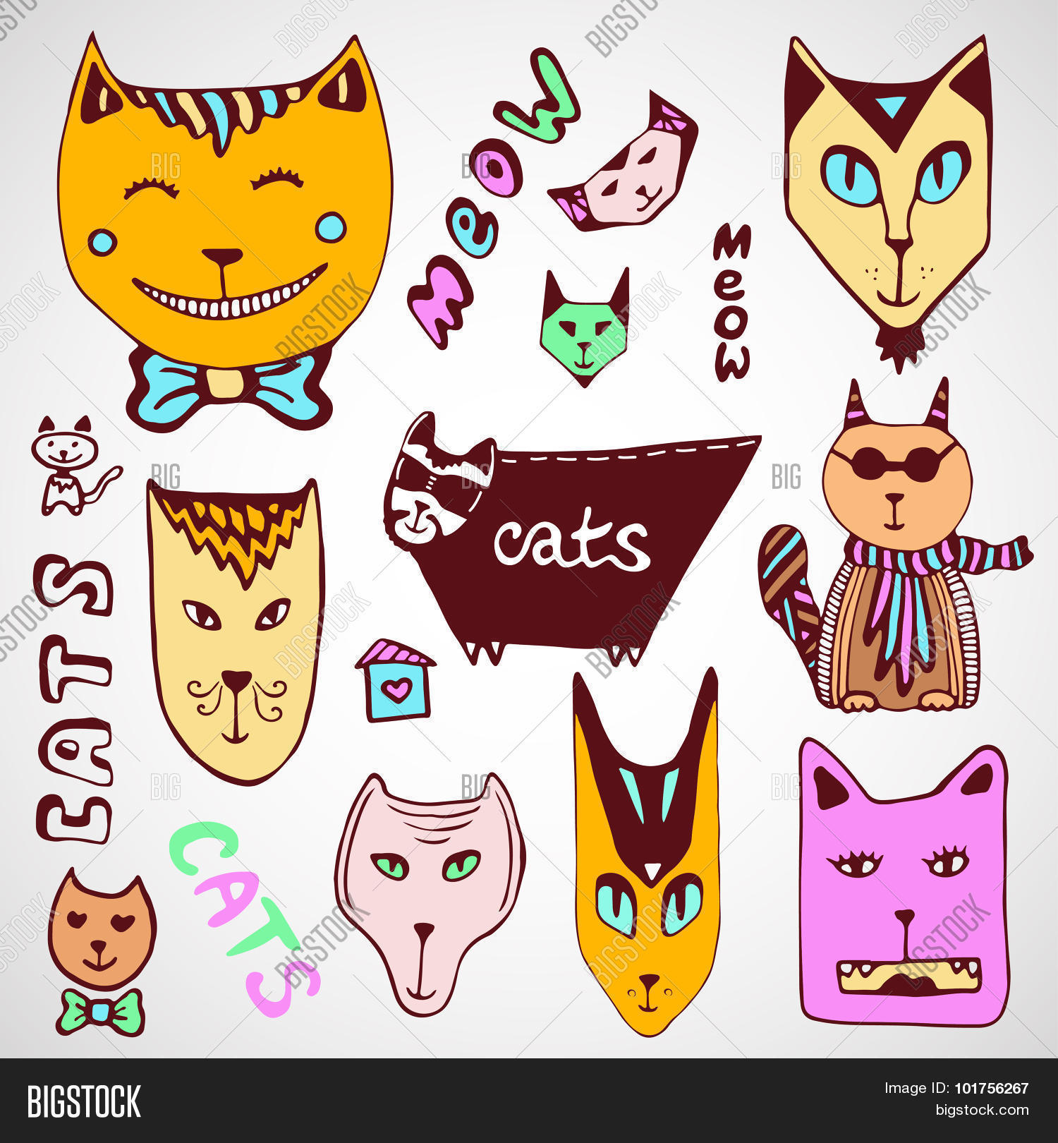 Doodle Cats Vector & Photo (Free Trial) | Bigstock