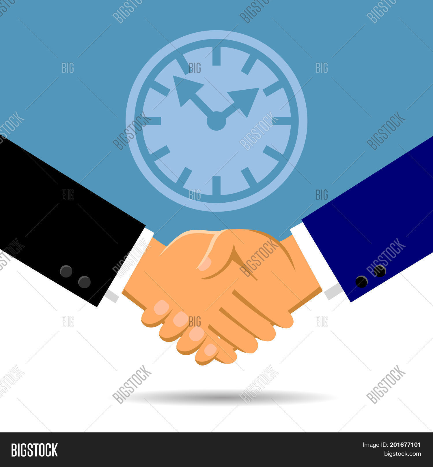 Handshake Clock Flat Image & Photo (Free Trial) | Bigstock