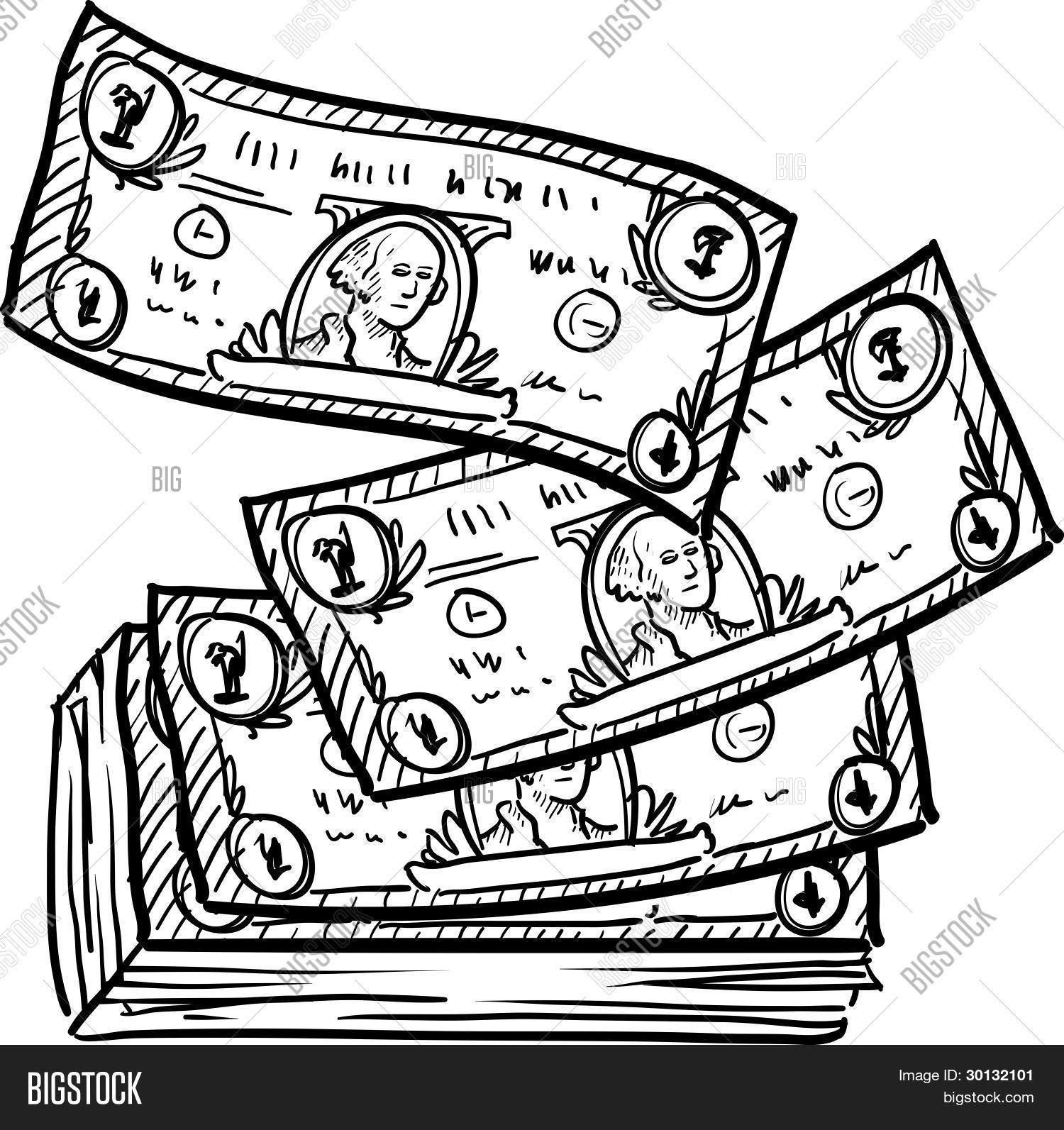 Dollar Bills Sketch Vector & Photo (Free Trial) | Bigstock