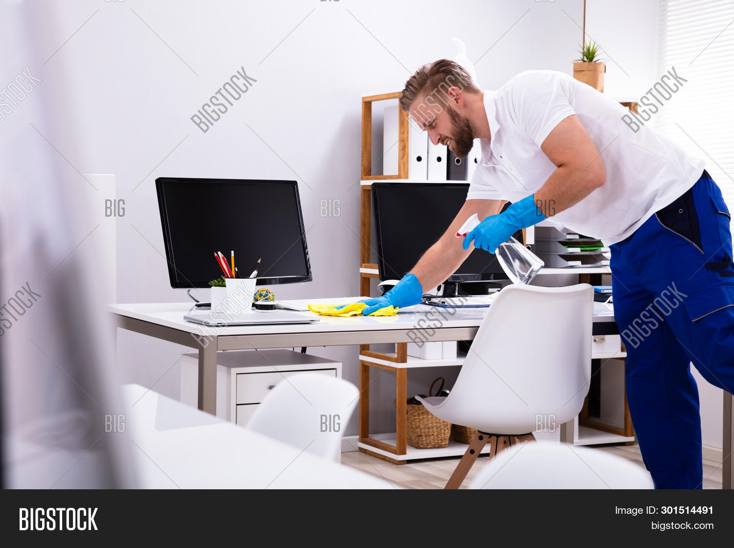Janitor Cleaning White Image & Photo (Free Trial) | Bigstock