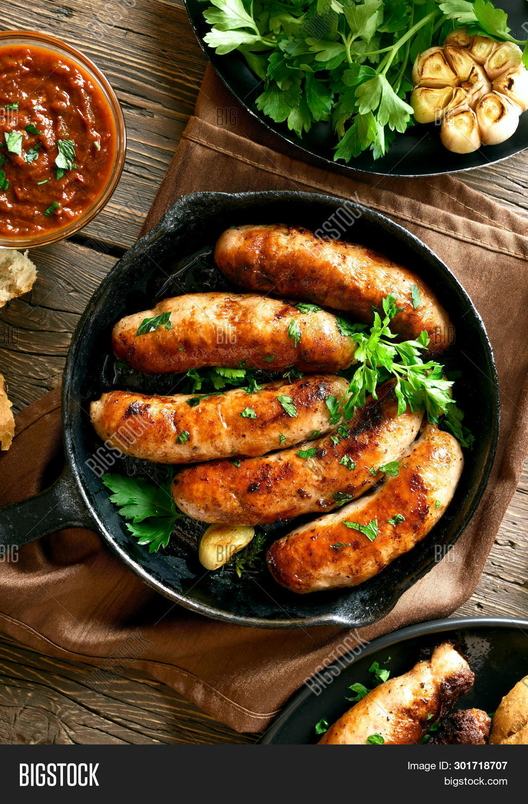 Fried Sausages Frying Image & Photo (Free Trial) | Bigstock