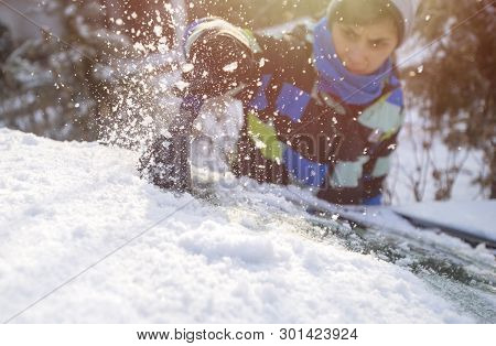 Woman Scraping Ice Car Image & Photo (Free Trial) | Bigstock