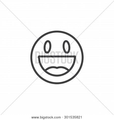 Happy Face Emoji Line Vector & Photo (Free Trial) | Bigstock