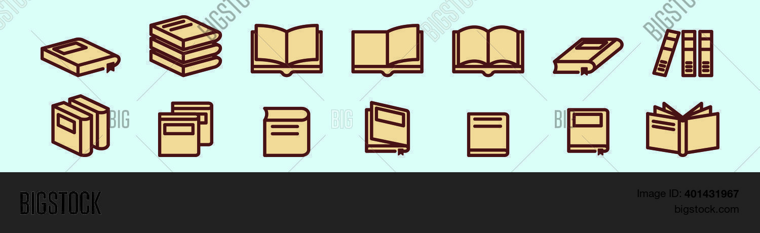Set Book Cartoon Icon Vector & Photo (Free Trial) | Bigstock