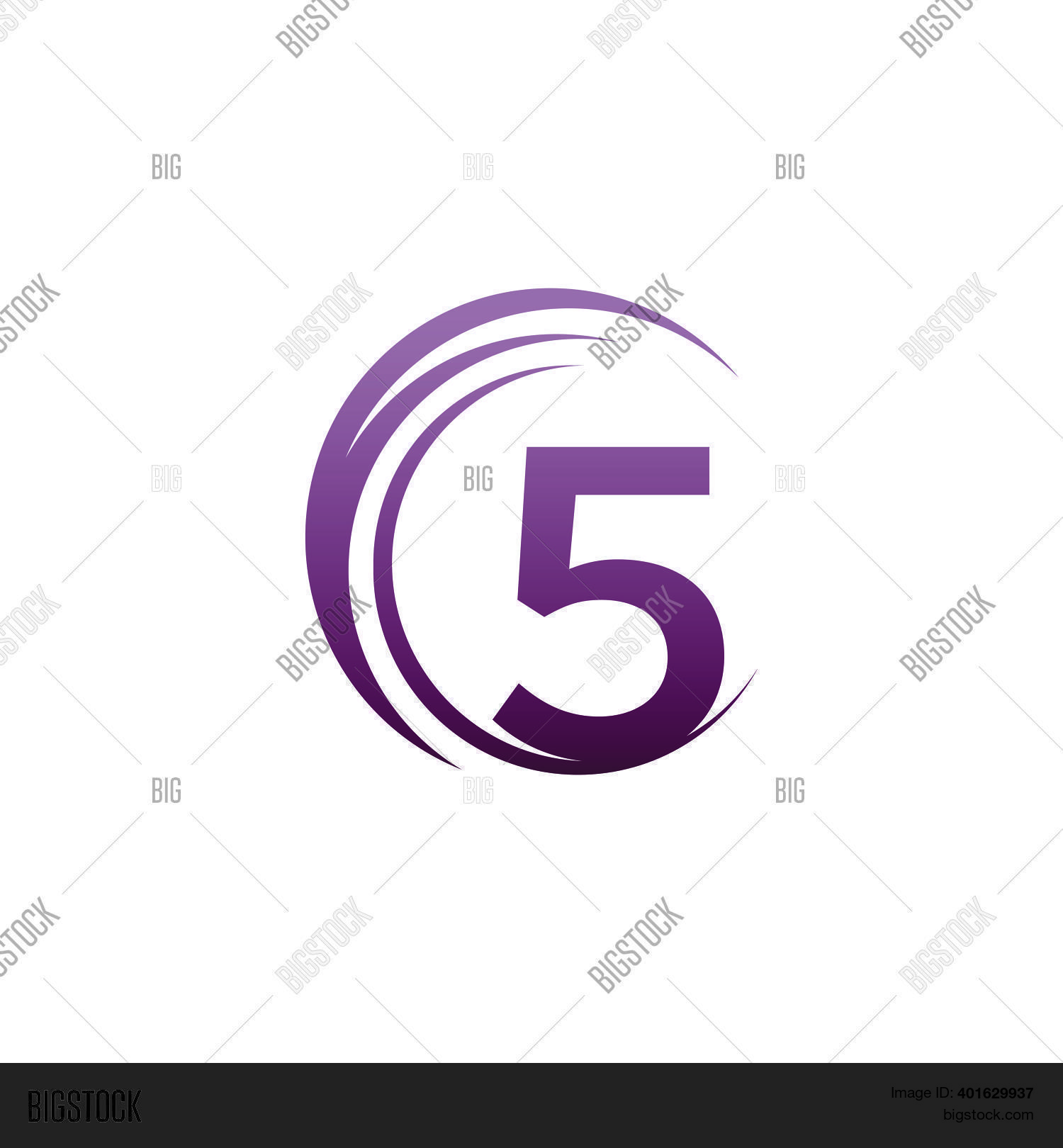 Wave Circle Number 5 Vector & Photo (Free Trial) | Bigstock
