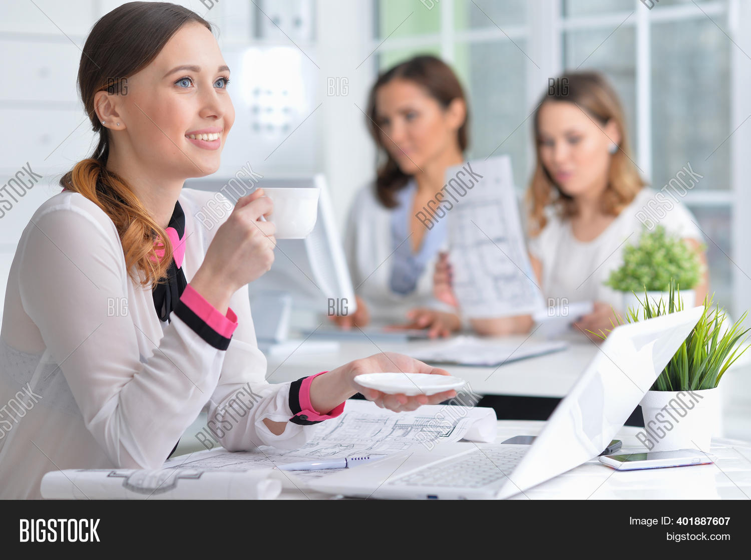 Young Women Sit Table Image & Photo (Free Trial) | Bigstock