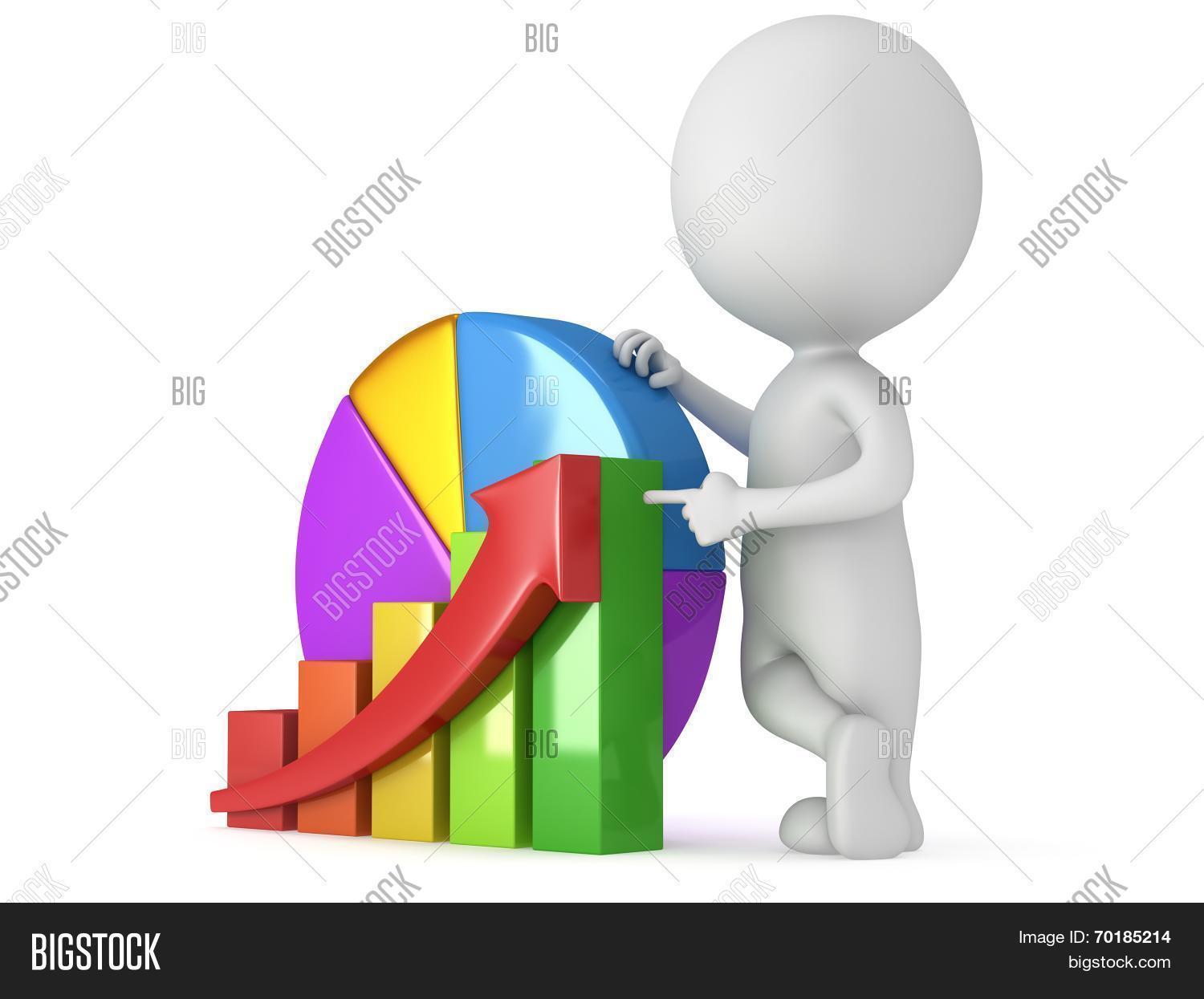 3D Man Bar Graph Pie Image & Photo (Free Trial) | Bigstock
