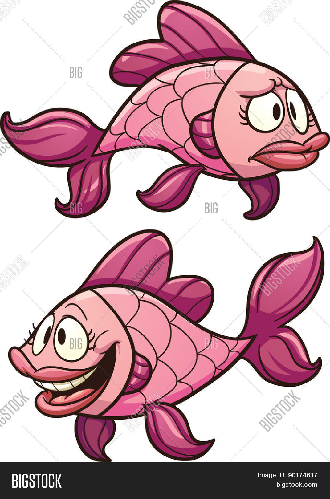 Vector y foto Cartoon Pink Fish. (prueba gratis) | Bigstock