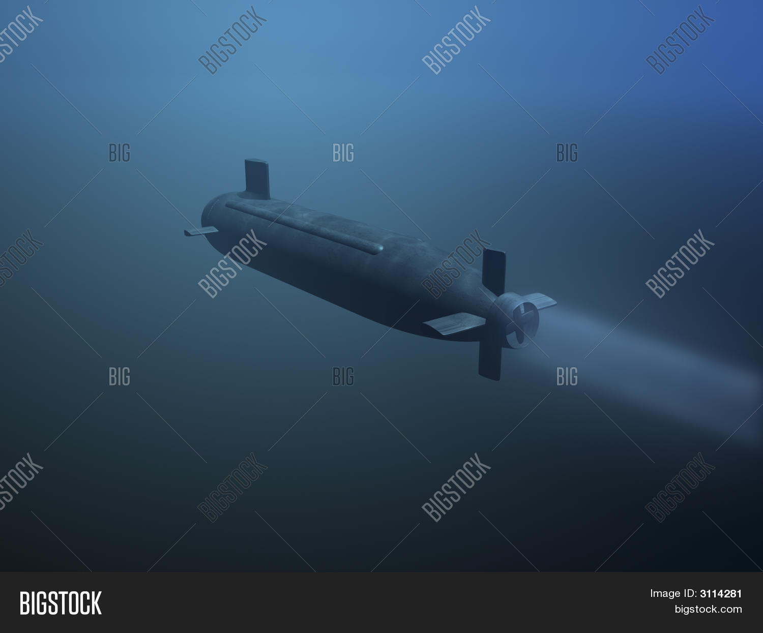 3D Submarine Rear View Image & Photo (Free Trial) | Bigstock