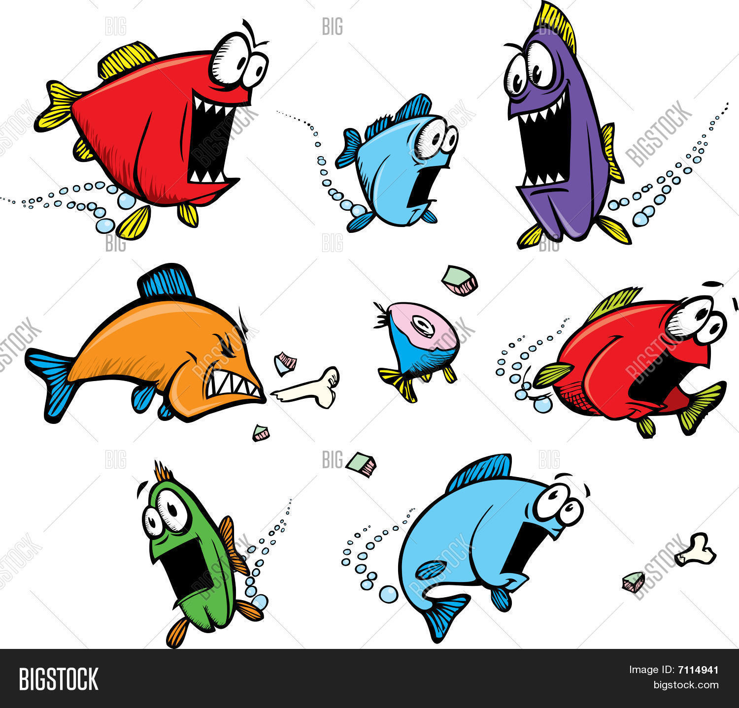 Cartoon Fish Set Vector & Photo (Free Trial) | Bigstock