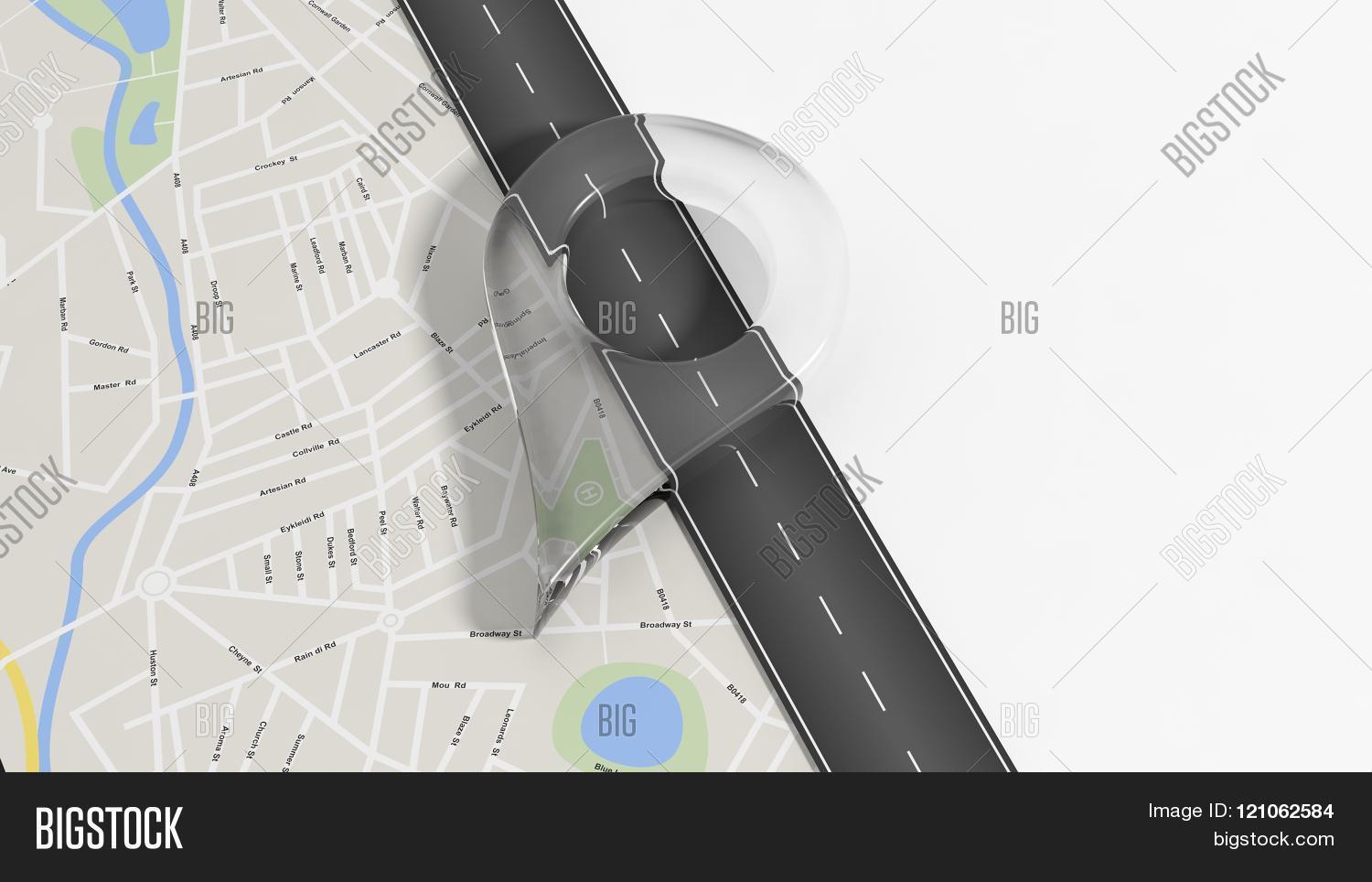 Map Zoom On Road Big Image & Photo (Free Trial) | Bigstock