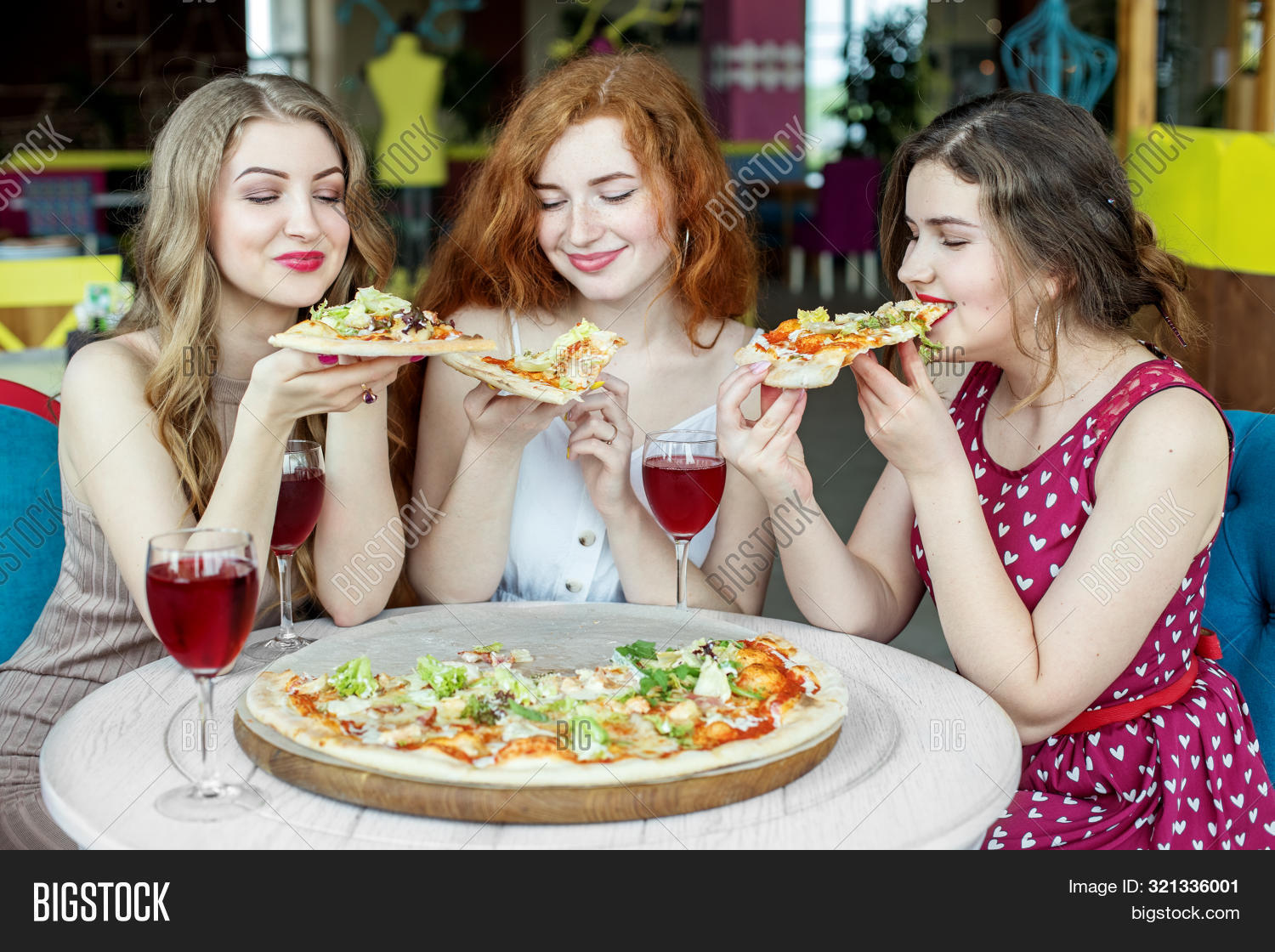 Girls Eat Pizza. Pizza Image Photo Free Trial Bigstock