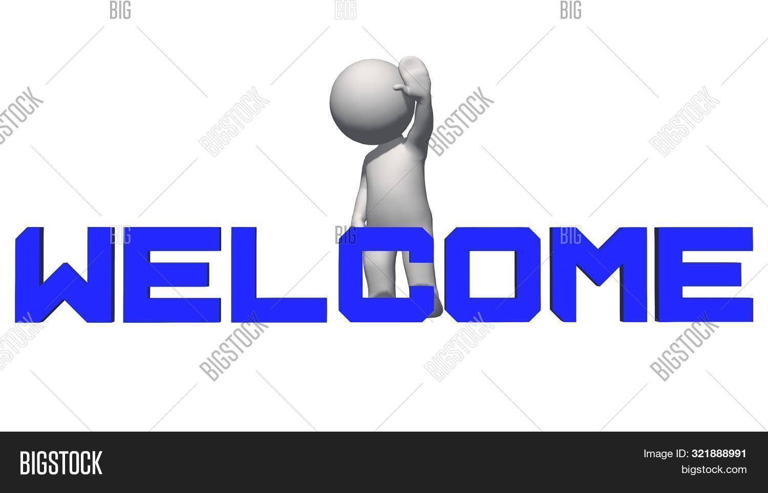 Welcome - 3d Text Blue Image & Photo (Free Trial) | Bigstock