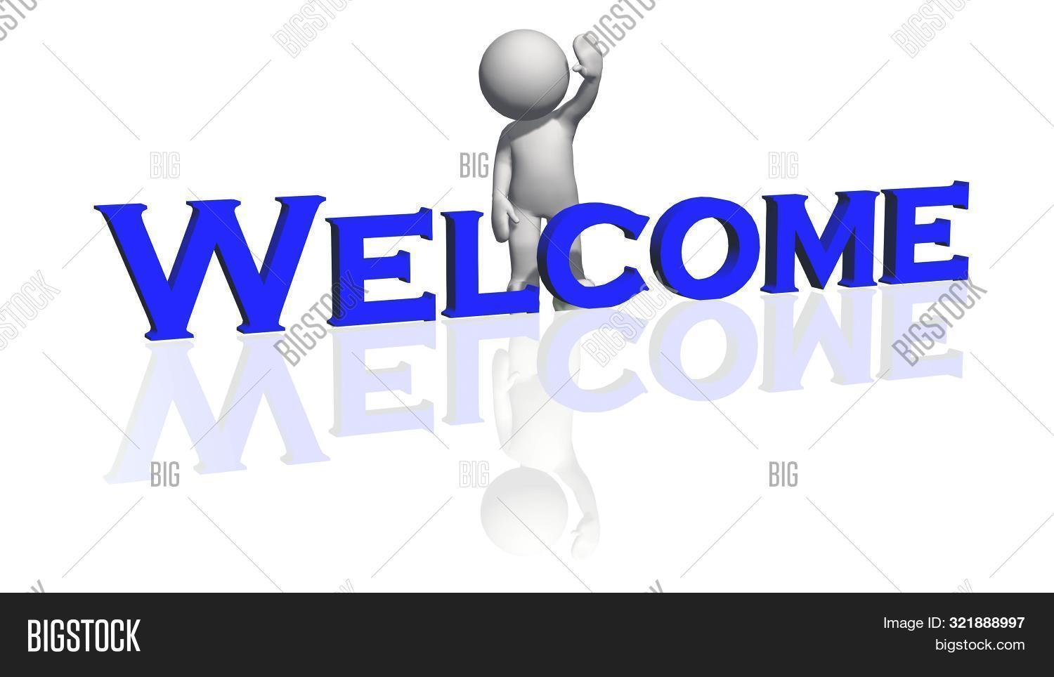 Welcome - 3d Text Blue Image & Photo (Free Trial) | Bigstock