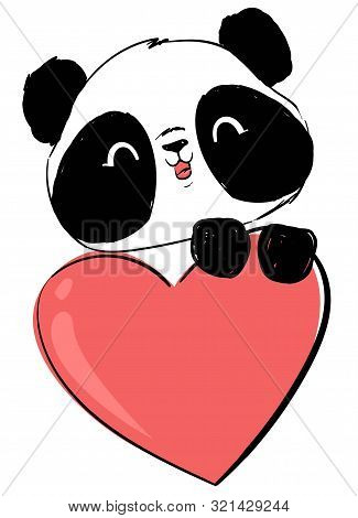 Cute Panda Heart. Vector & Photo (Free Trial) | Bigstock