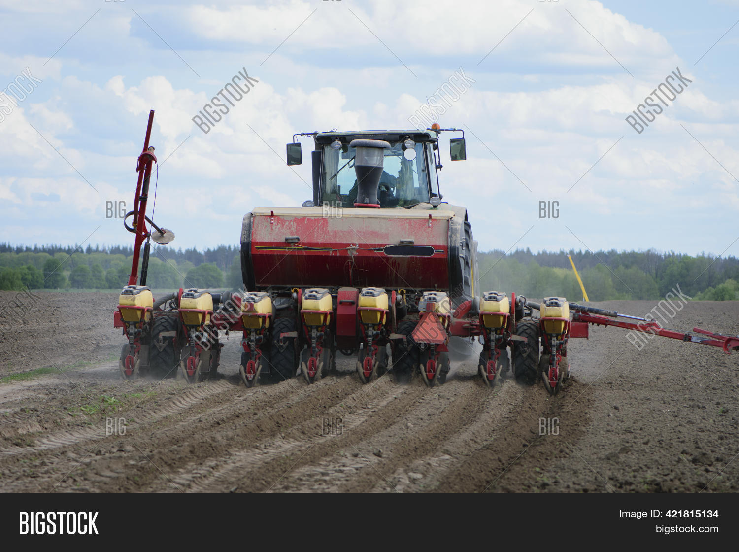 Red Tractor Field Rear Image & Photo (Free Trial) | Bigstock