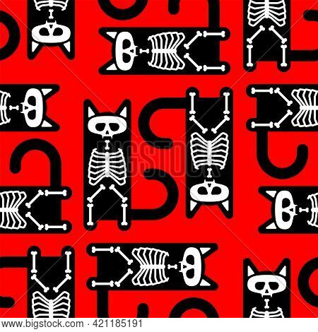 Skeleton Cat Pattern Vector & Photo (Free Trial) | Bigstock