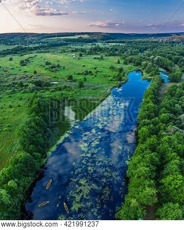Canoes On Calm River. Image & Photo (Free Trial) | Bigstock