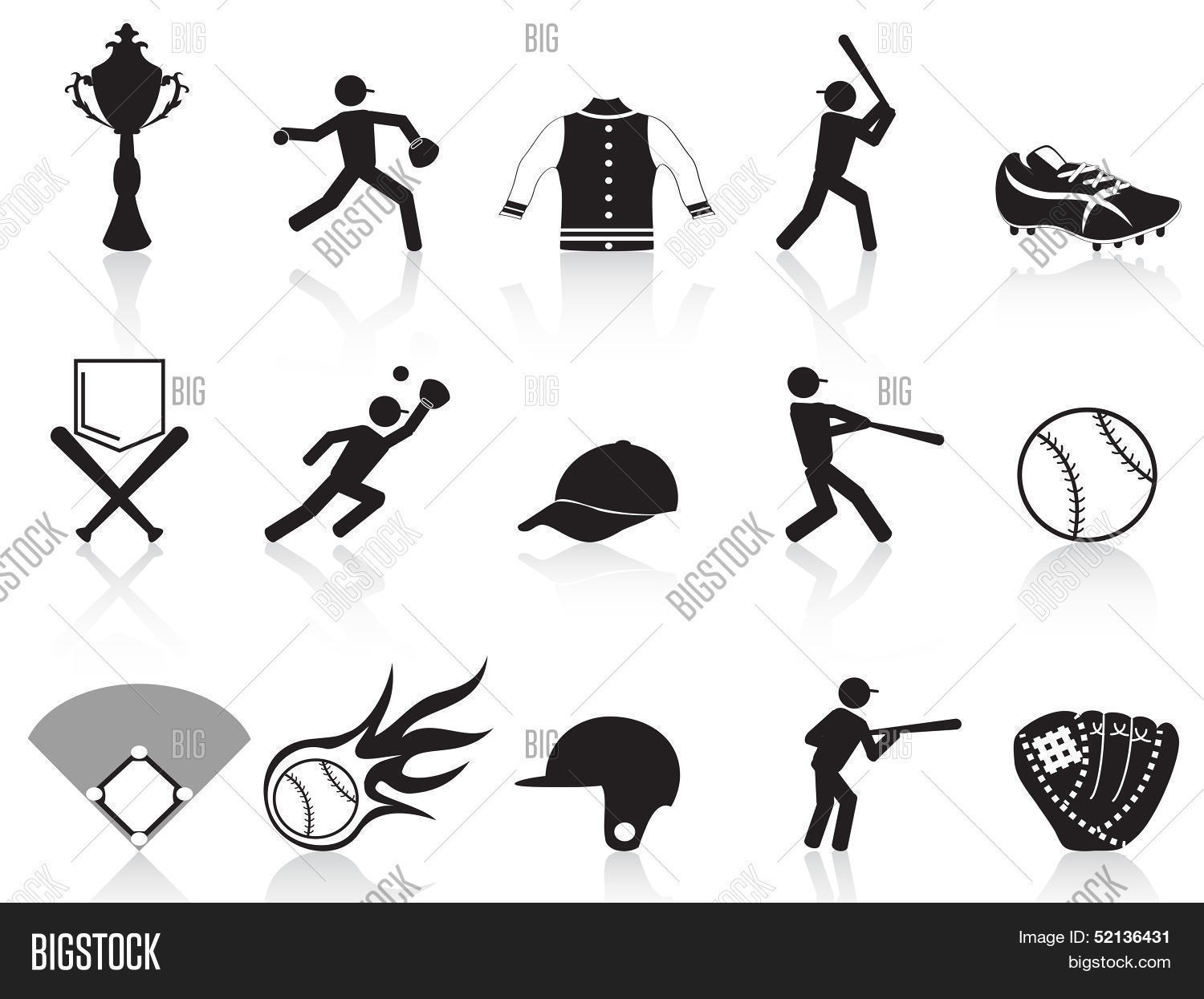 Black Baseball Icons Vector & Photo (Free Trial) | Bigstock