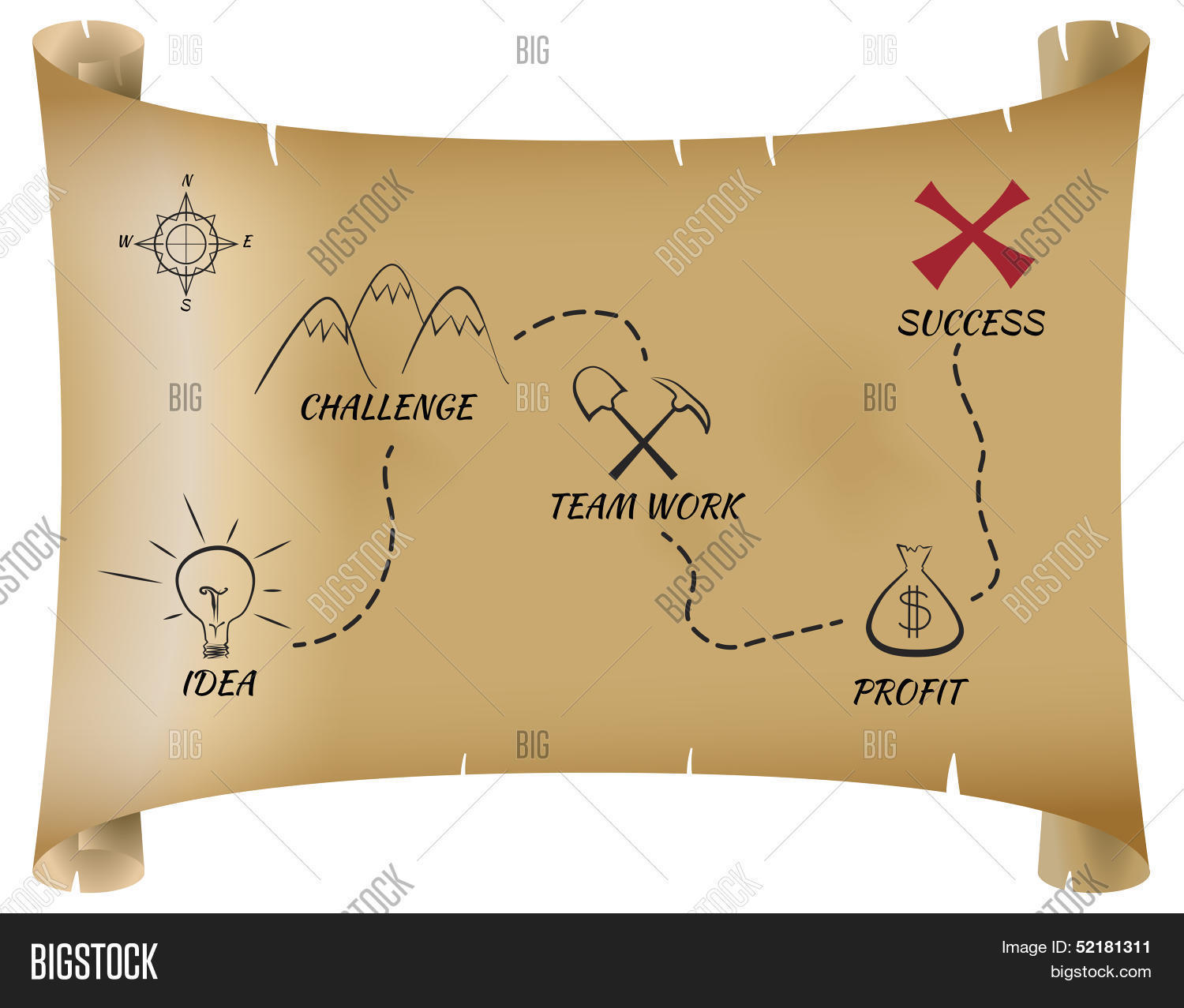 Treasure Map Success Vector & Photo (Free Trial) | Bigstock
