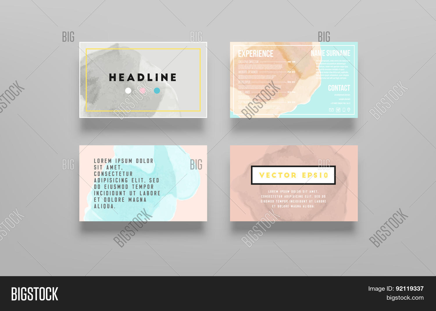 Set Business Cards Vector & Photo (Free Trial) | Bigstock