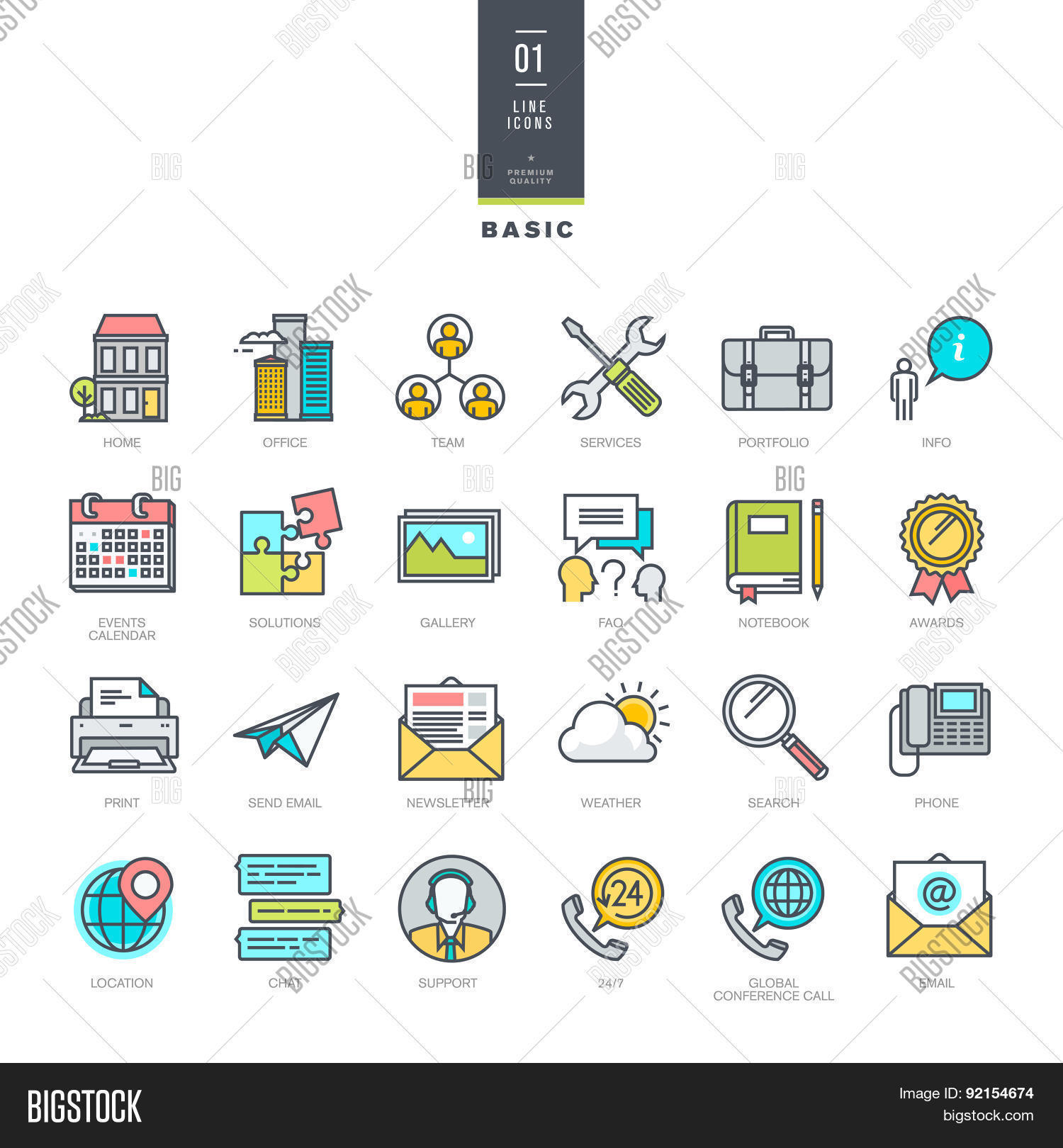 Set Line Color Icons Vector & Photo (Free Trial) | Bigstock