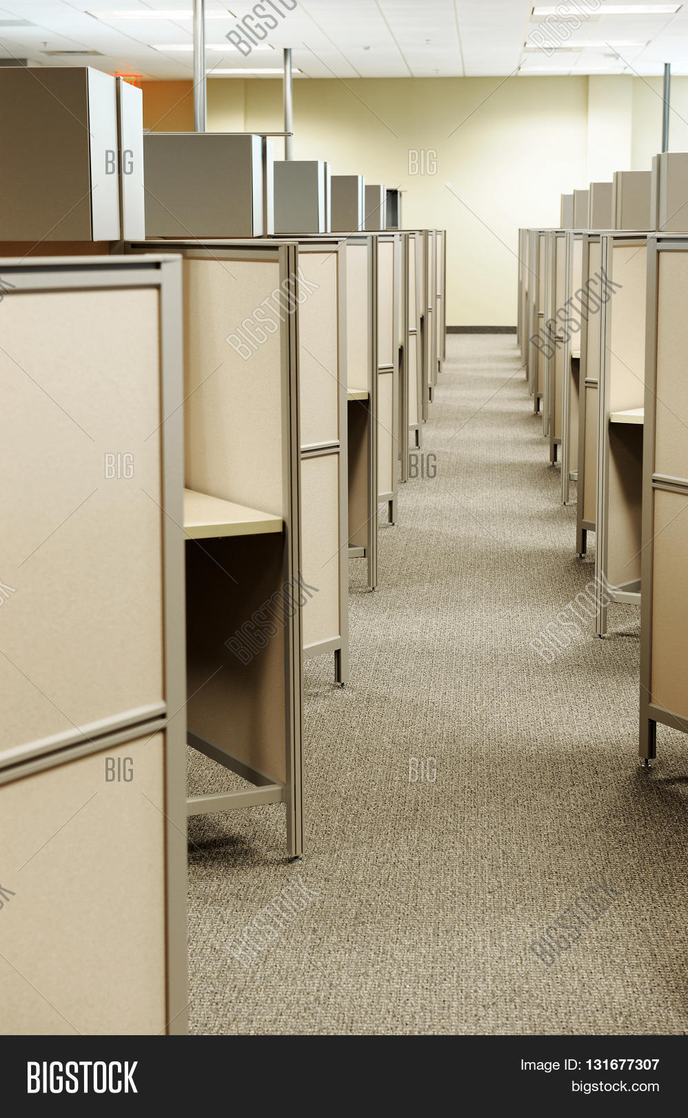 Empty Cubicles Inside Image & Photo (Free Trial) | Bigstock