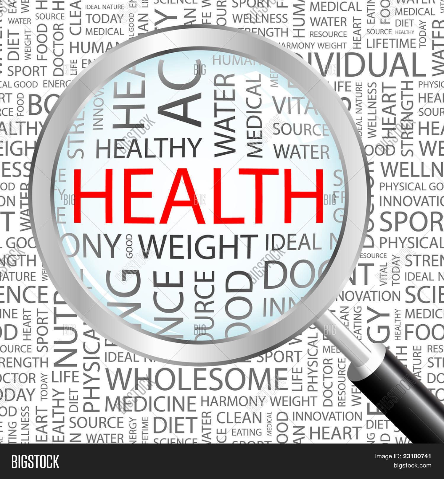 HEALTH. Magnifying Vector & Photo (Free Trial) | Bigstock