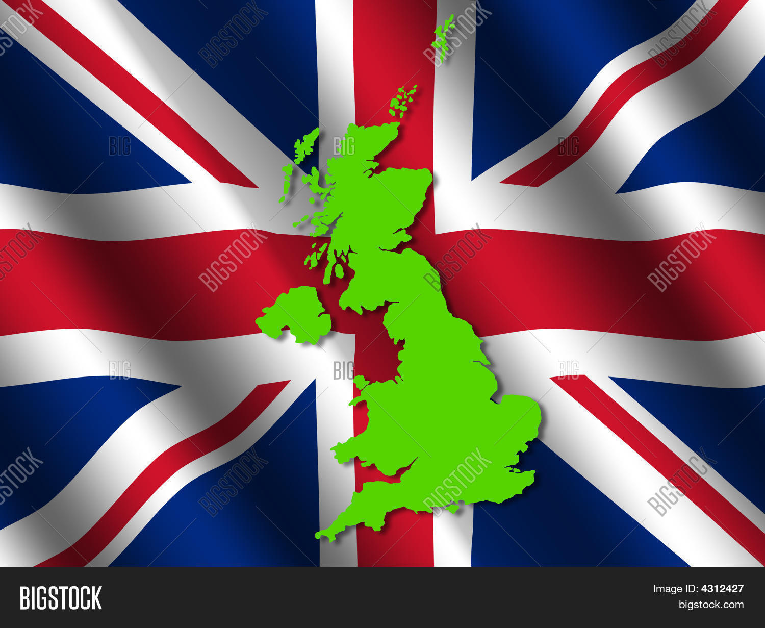 Uk Map On Flag Image & Photo (Free Trial) | Bigstock