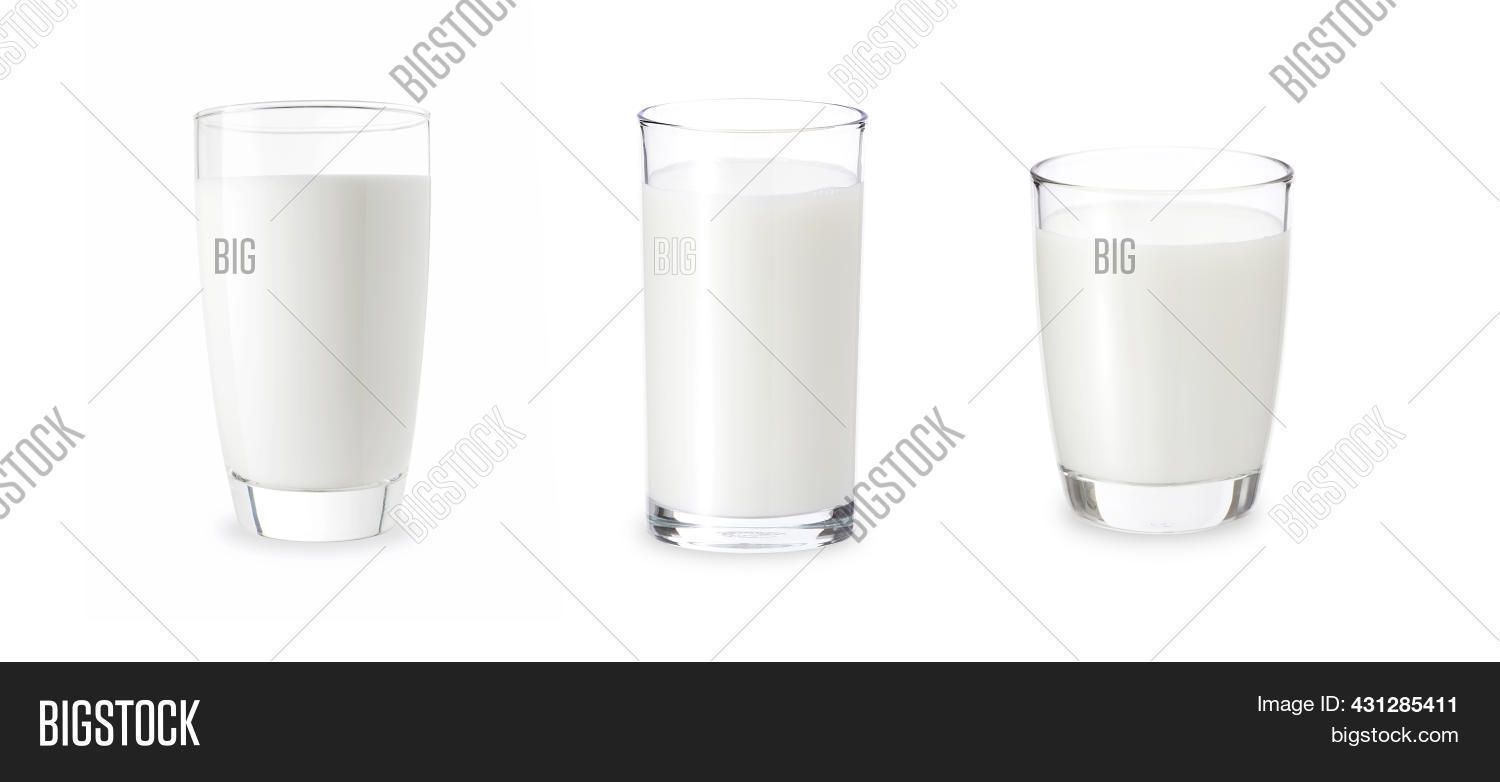 3 Glasses Milk Isolate Image & Photo (Free Trial) | Bigstock
