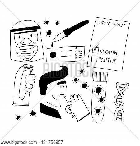 Pcr Test Set. Doodle Vector & Photo (Free Trial) | Bigstock