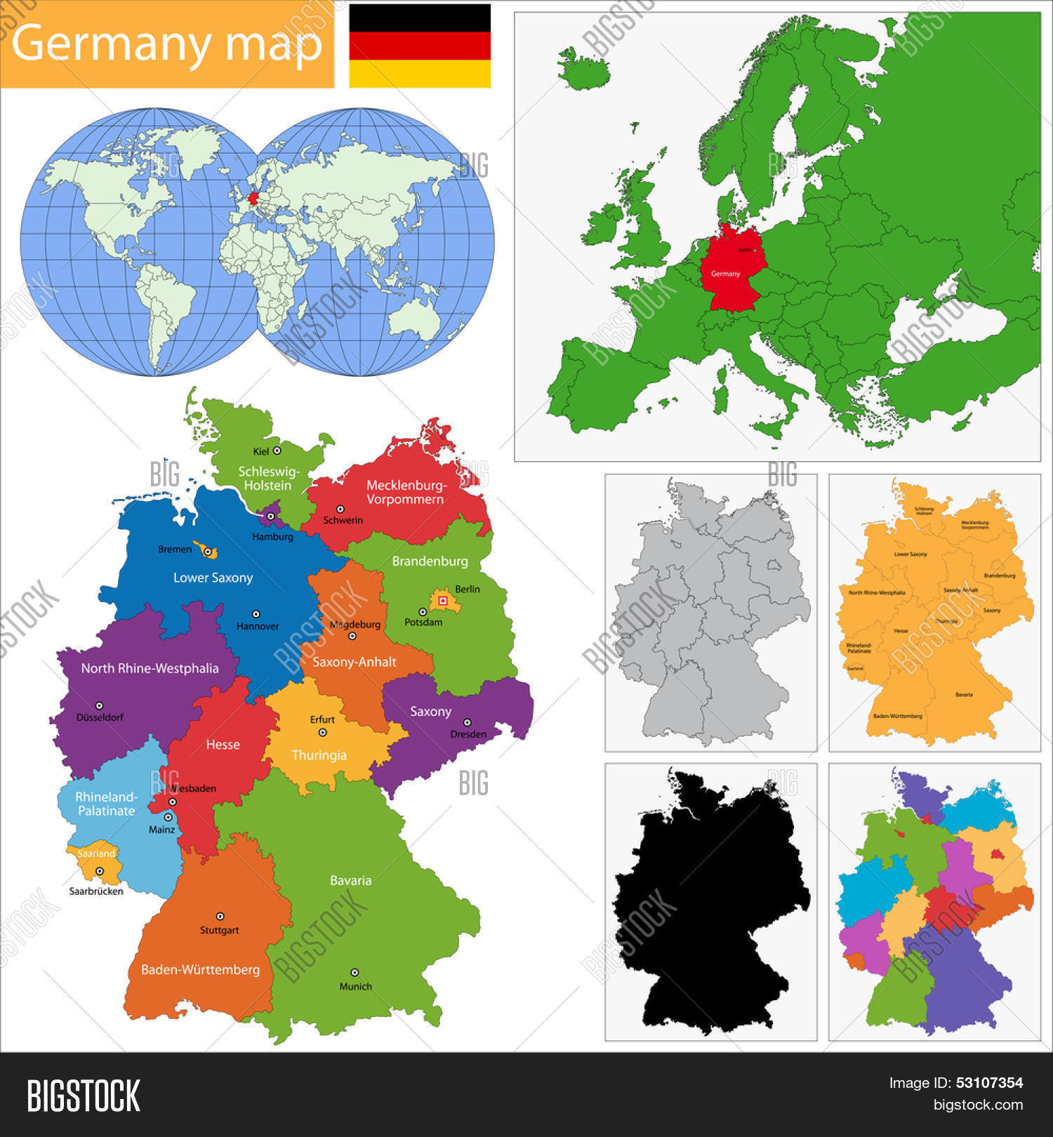 Germany Map Regions Vector & Photo (Free Trial) | Bigstock