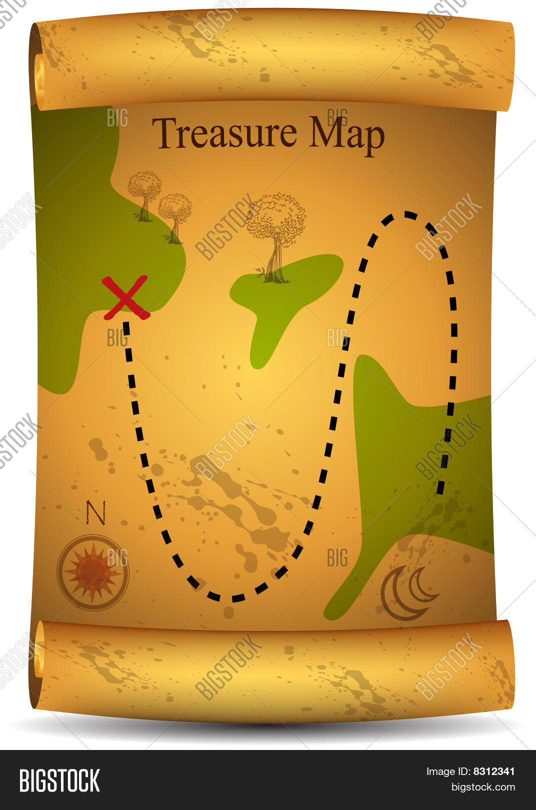 Gold Treasure Map Vector & Photo (Free Trial) | Bigstock