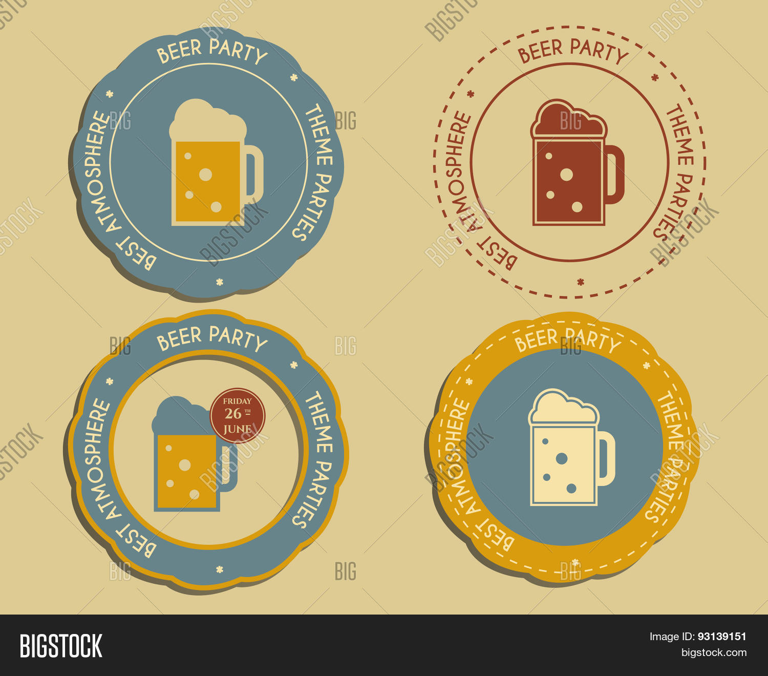 Beer Party Logo Badge Vector & Photo (Free Trial) | Bigstock