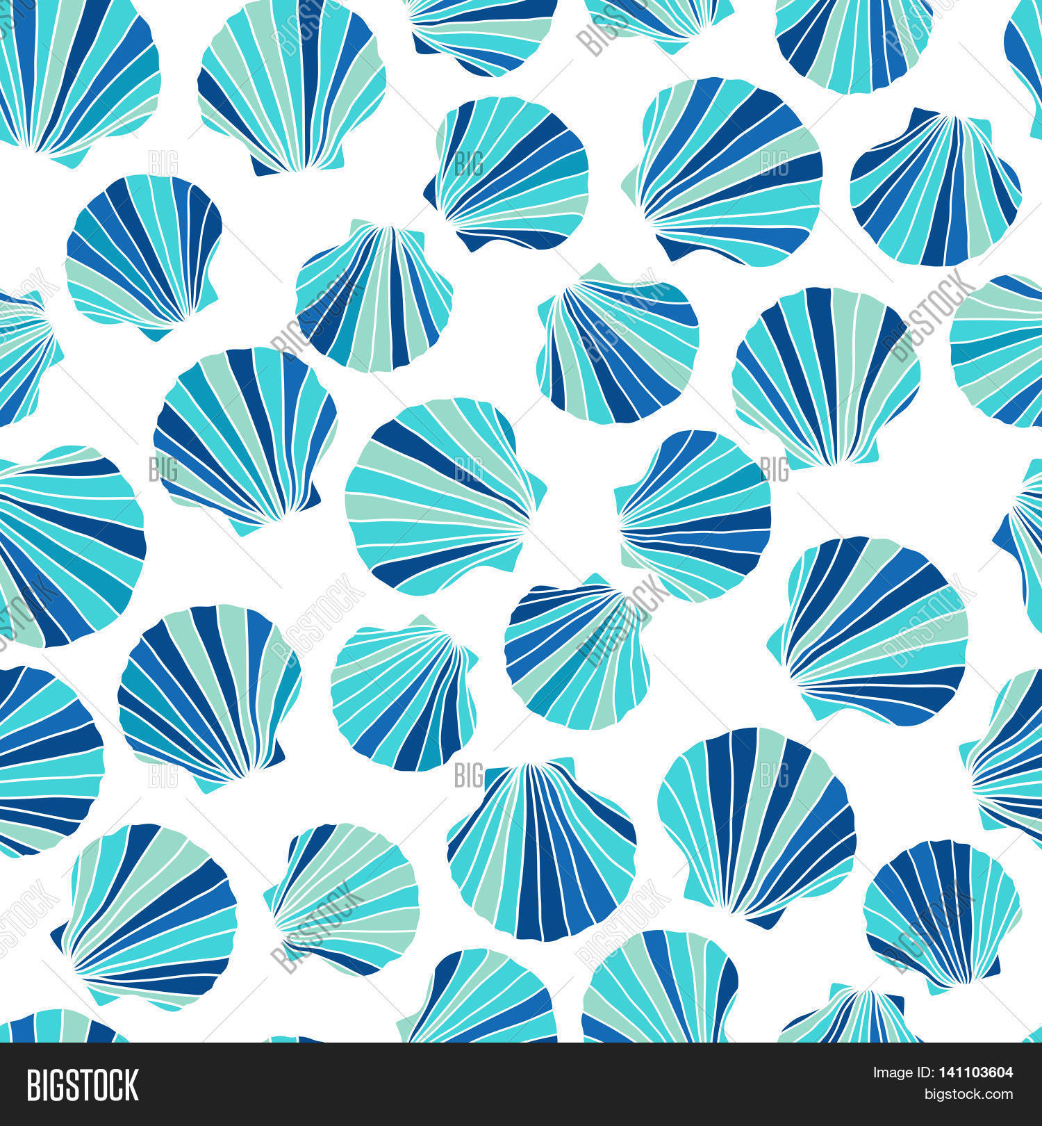 Round Blue Seashells Vector & Photo (Free Trial) | Bigstock