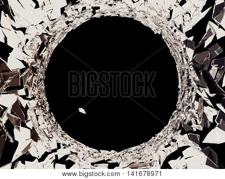Bullet Hole And Sharp Pieces Of Shattered Glass - Stock Image - Everypixel