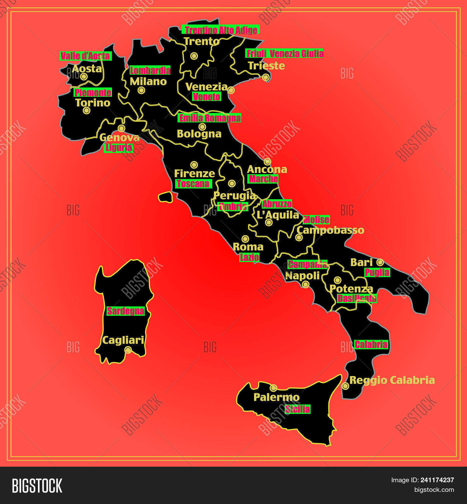 Map Italy. Bright Image & Photo (Free Trial) | Bigstock