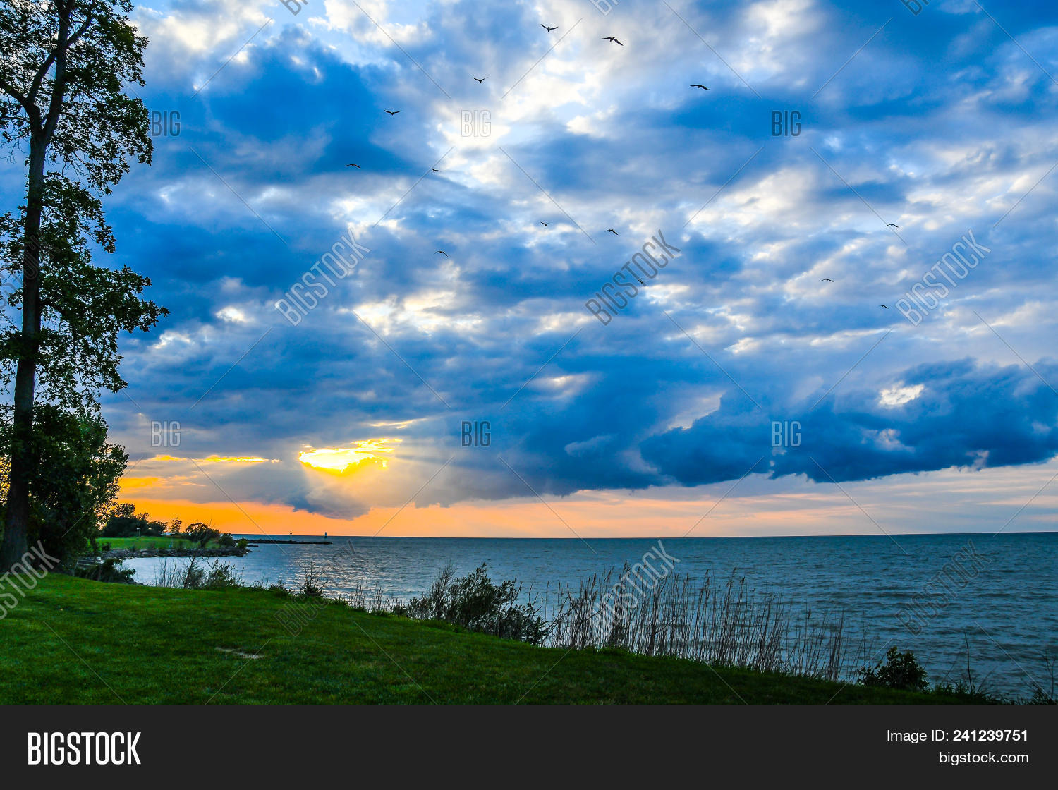 Setting Sun Over Lake Image & Photo (Free Trial) | Bigstock