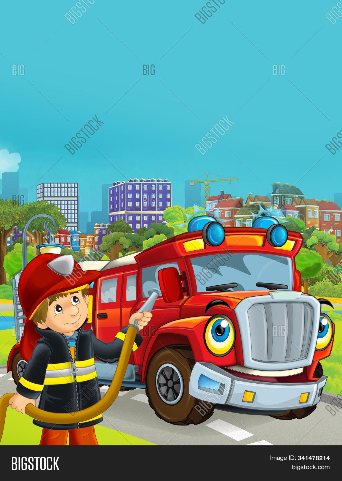 Cartoon Scene Fireman Image & Photo (Free Trial) | Bigstock