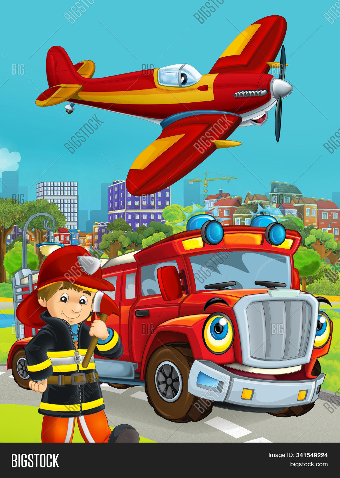 Cartoon Scene Fireman Image & Photo (Free Trial) | Bigstock