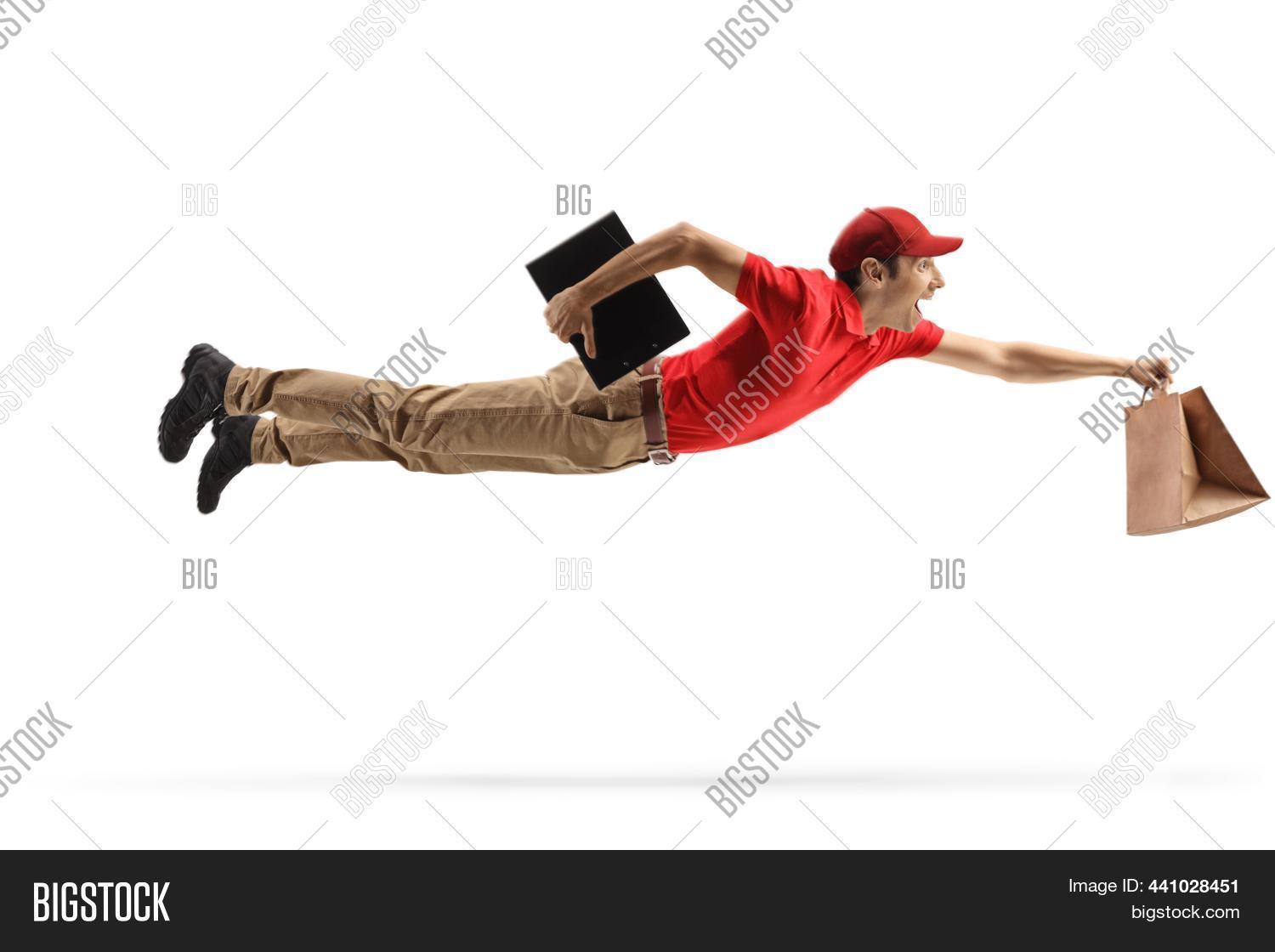 Delivery Man Flying Image & Photo (Free Trial) | Bigstock